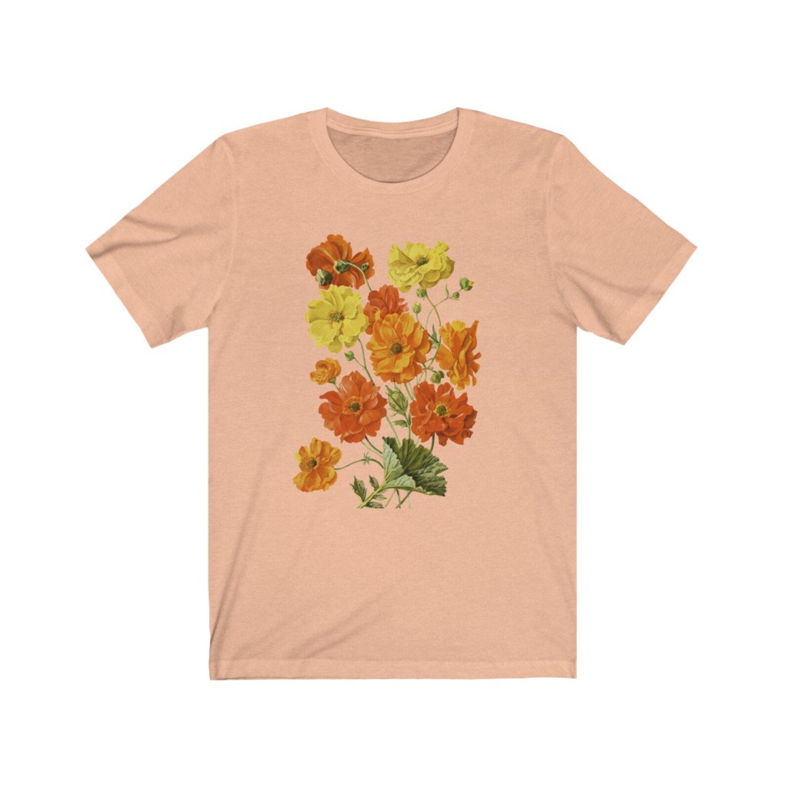 Gold Wildflower Tee Flowers Short Sleeve Tee - Etsy