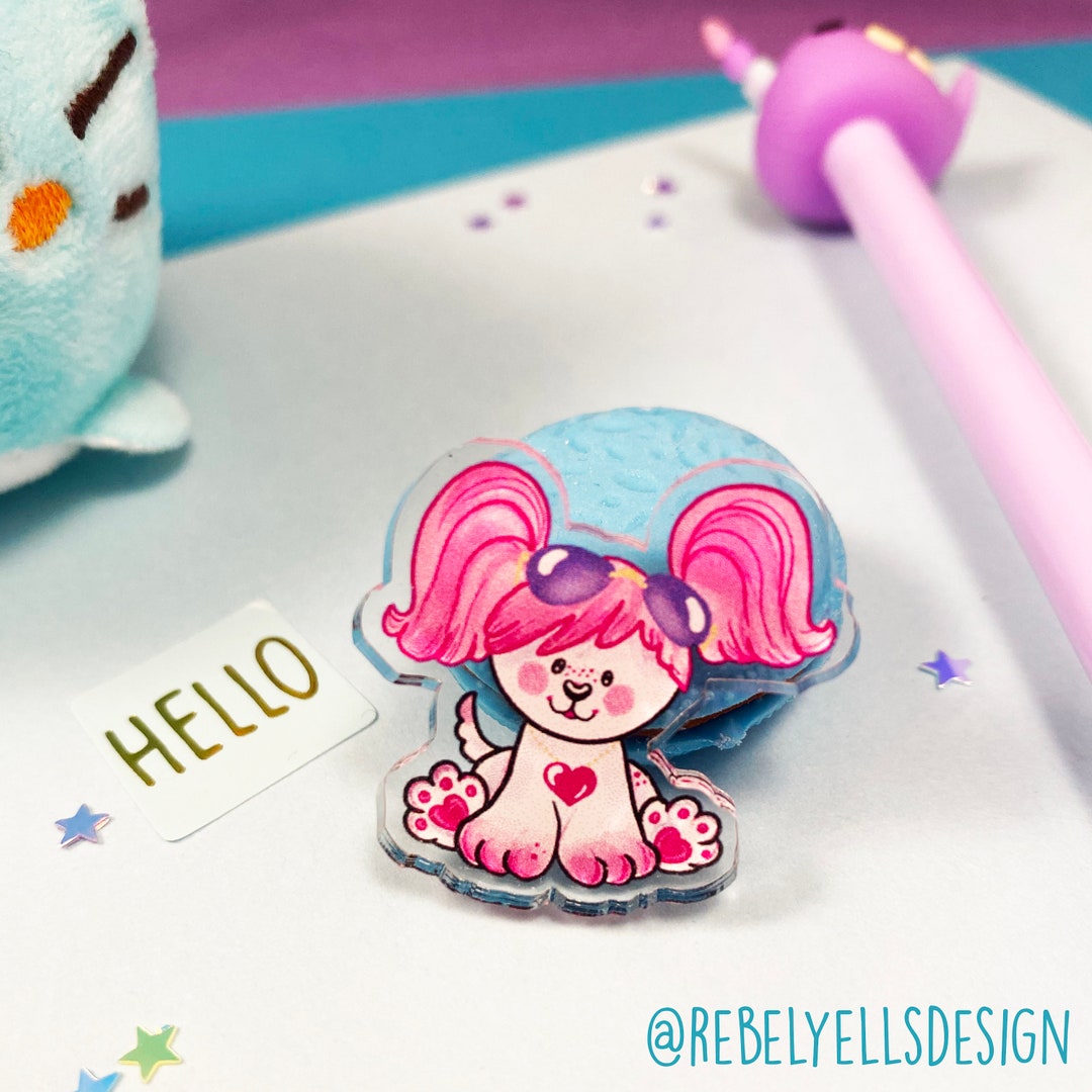 Kawaii Poochie Pin - Clear Acrylic Eco Friendly Pin Badge - Cute Anime ...