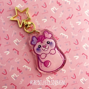 Keychain Party - Cute Pink Kawaii Acrylic Pendant - Cute Illustration ...