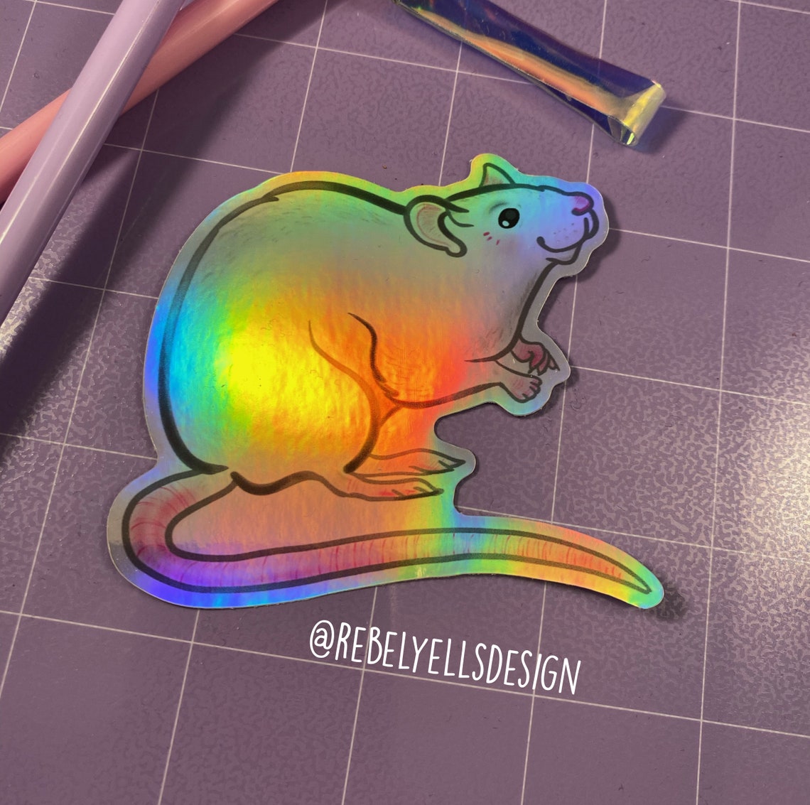 Holographic Rat Sticker Kawaii Rat Cute Little Pet Rat | Etsy