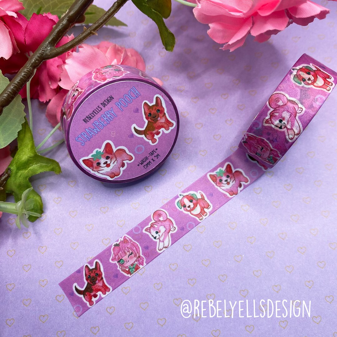 Strawberry Dog Washi Tape - Pink 15mm X 5m - Decoration Craft Tape Cute ...