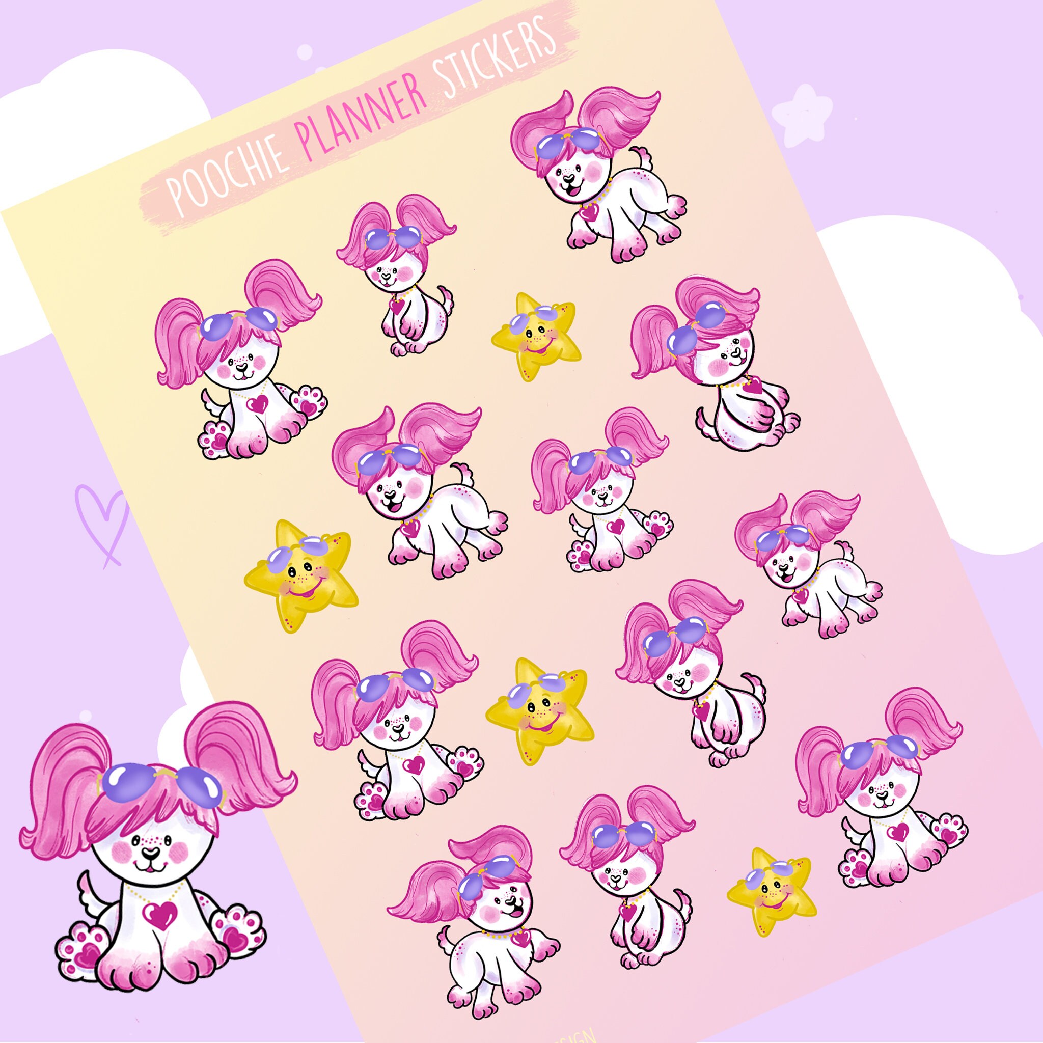 Poochie Sticker Sheet 80's Animal Dog Star Pooch Drawing - Etsy