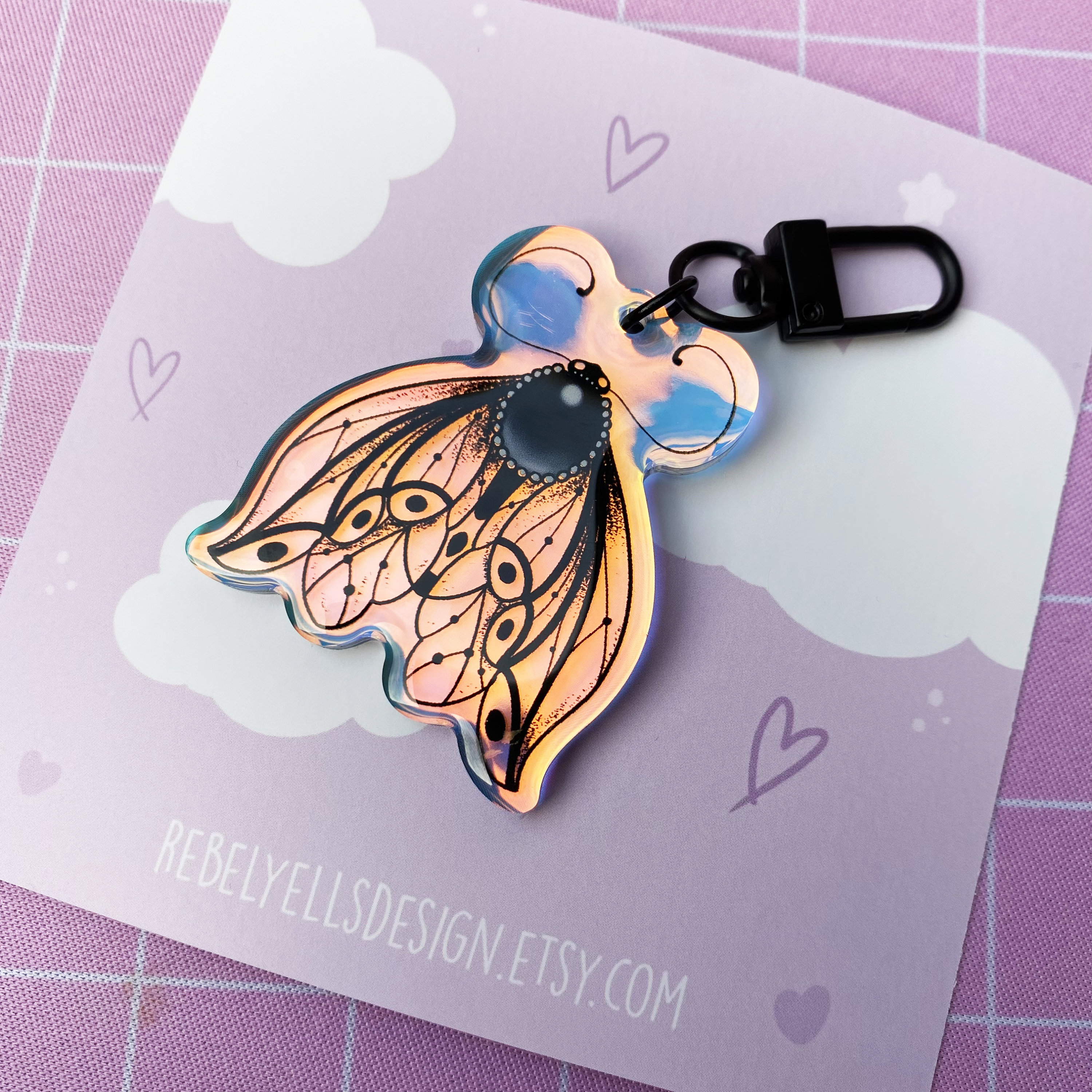 Keychain Moth Iridescent Tattoo Flash Hanger Insect Witches - Etsy