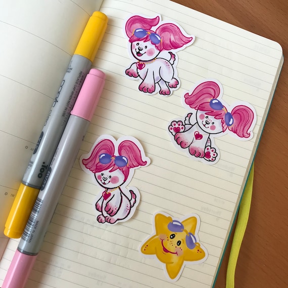 Poochie Sticker Pack 4 Pieces 80's Animal Dog Star Pooch | Etsy