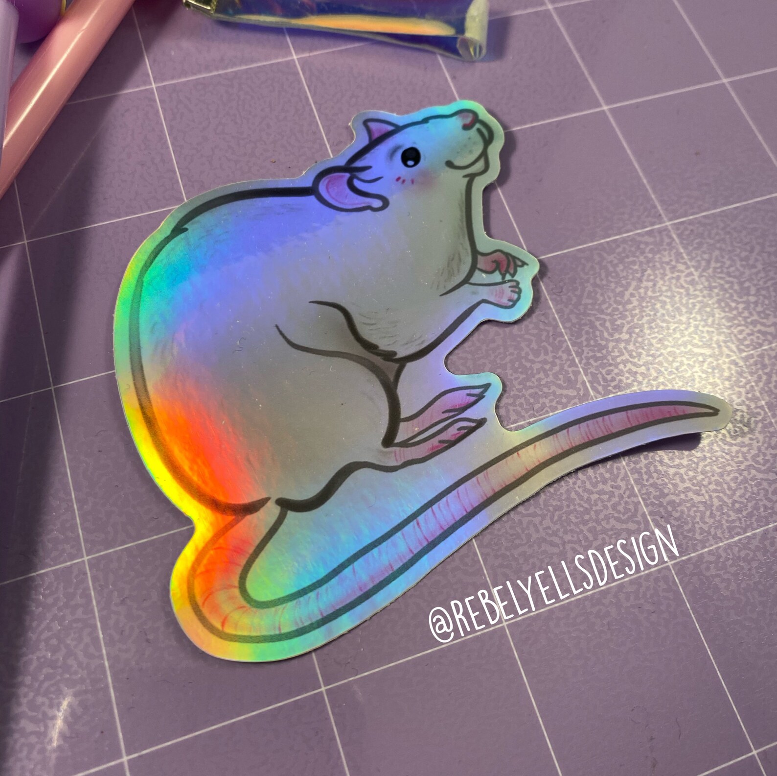 Holographic Rat Sticker Kawaii Rat Cute Little Pet Rat | Etsy