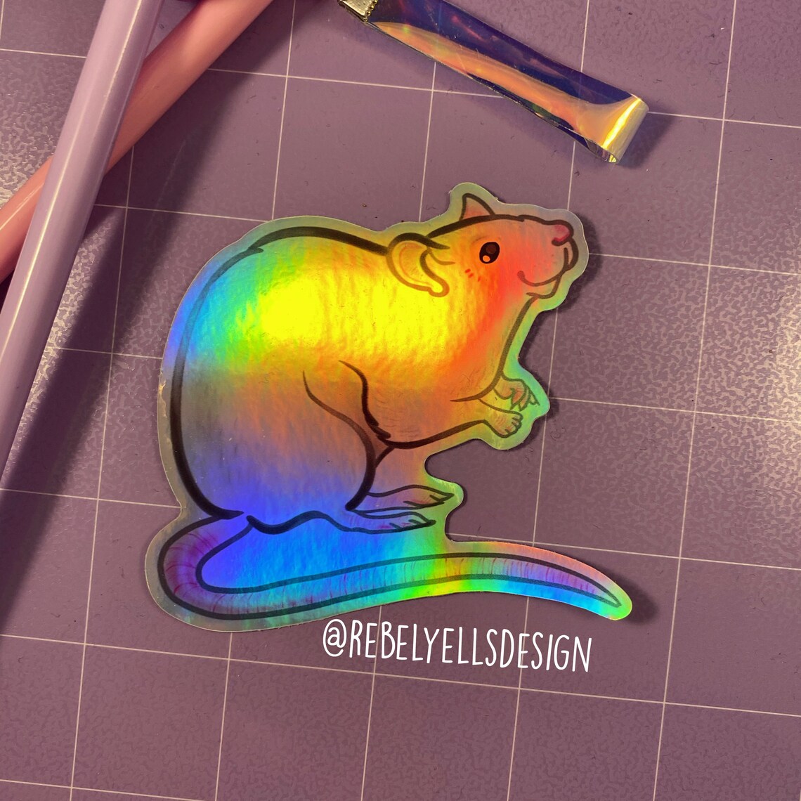Holographic Rat Sticker Kawaii Rat Cute Little Pet Rat | Etsy