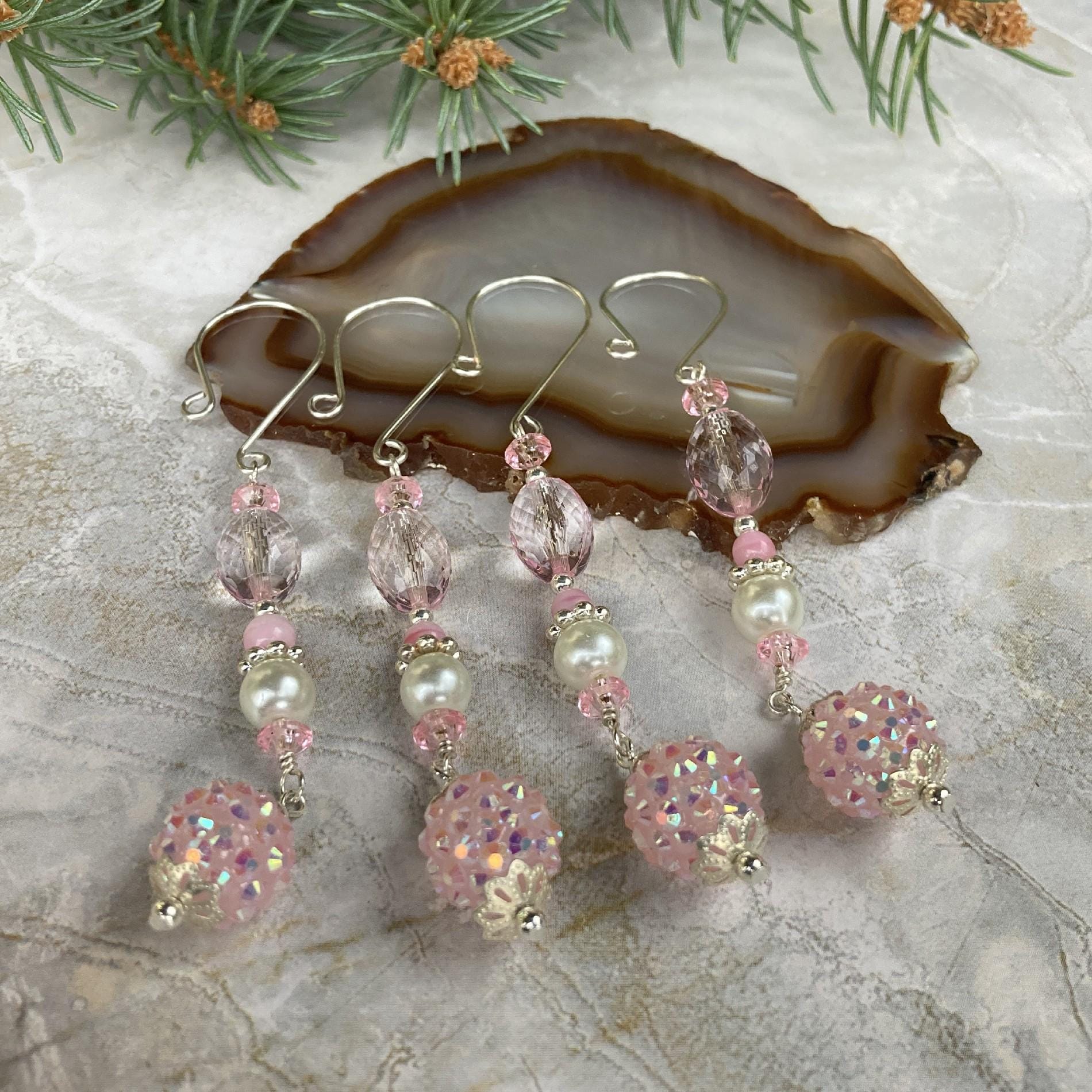 Miniature Christmas Ornament Set, Pink Raspberry Ornament, Glass ...