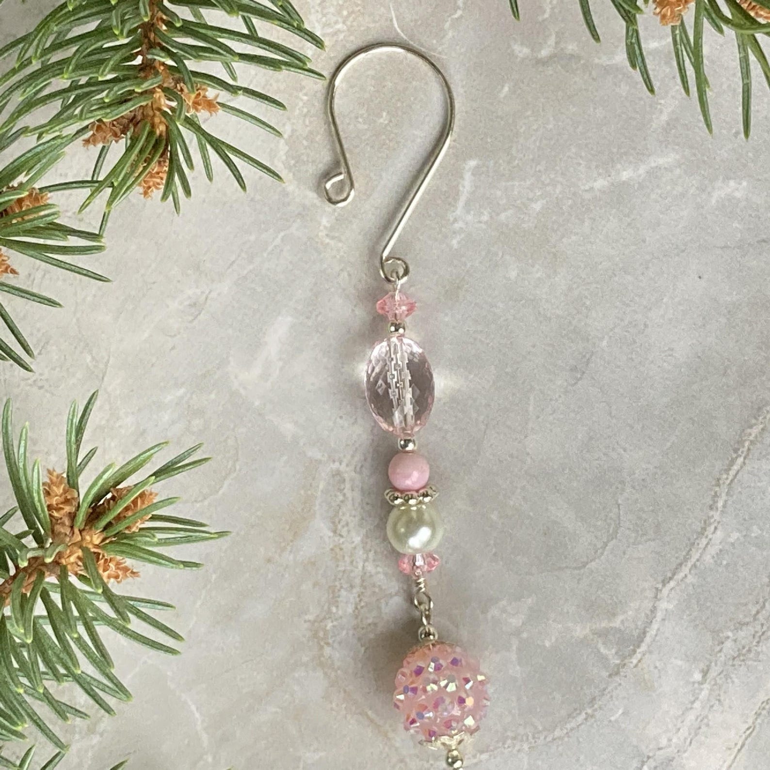 Miniature Christmas Ornament Set, Pink Raspberry Ornament, Glass ...
