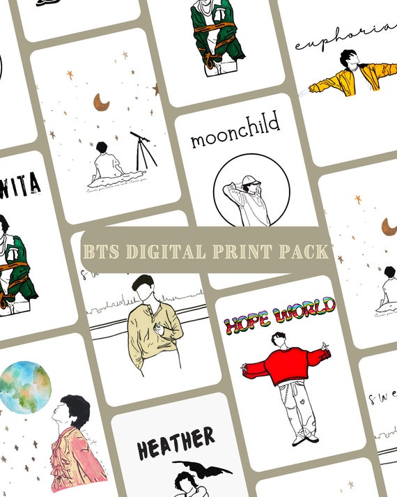 Bts Digital Prints Pack of 7 Bts Ot7 Handmade Digital - Etsy