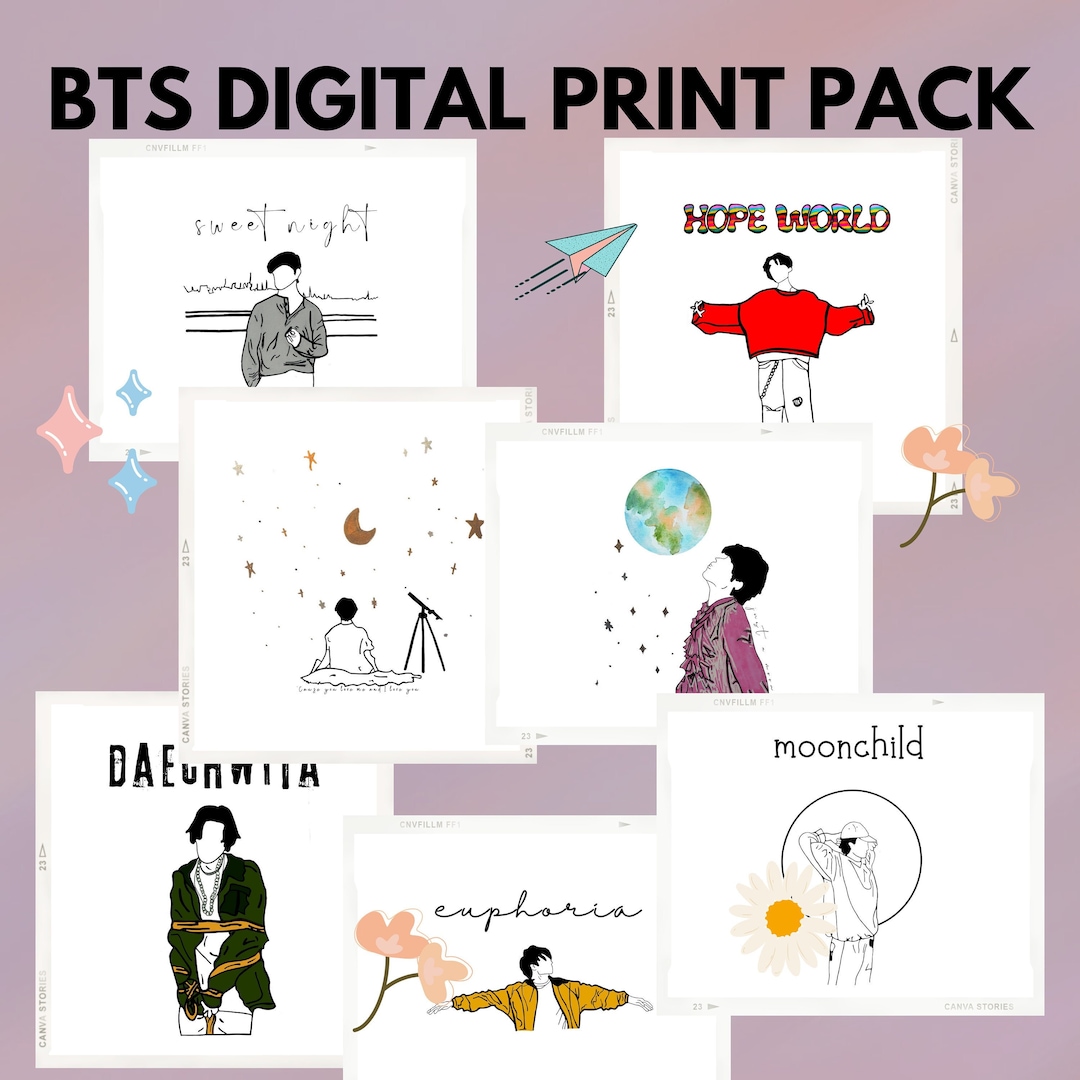 Bts Digital Prints - Pack of 7 - Bts Ot7 - Handmade Digital Print - Bts ...