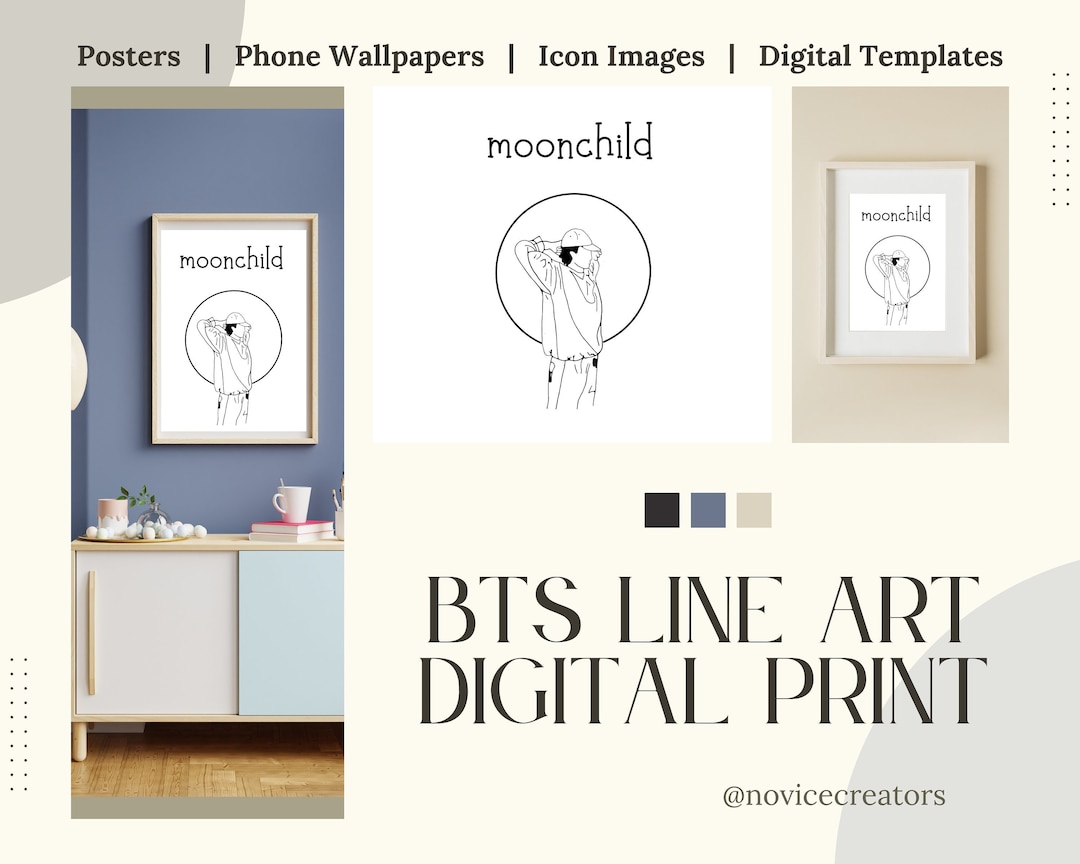 Bts Digital Print - Rm Mono - Bts Rm - Rm Moonchild - Bts Print - Bts ...