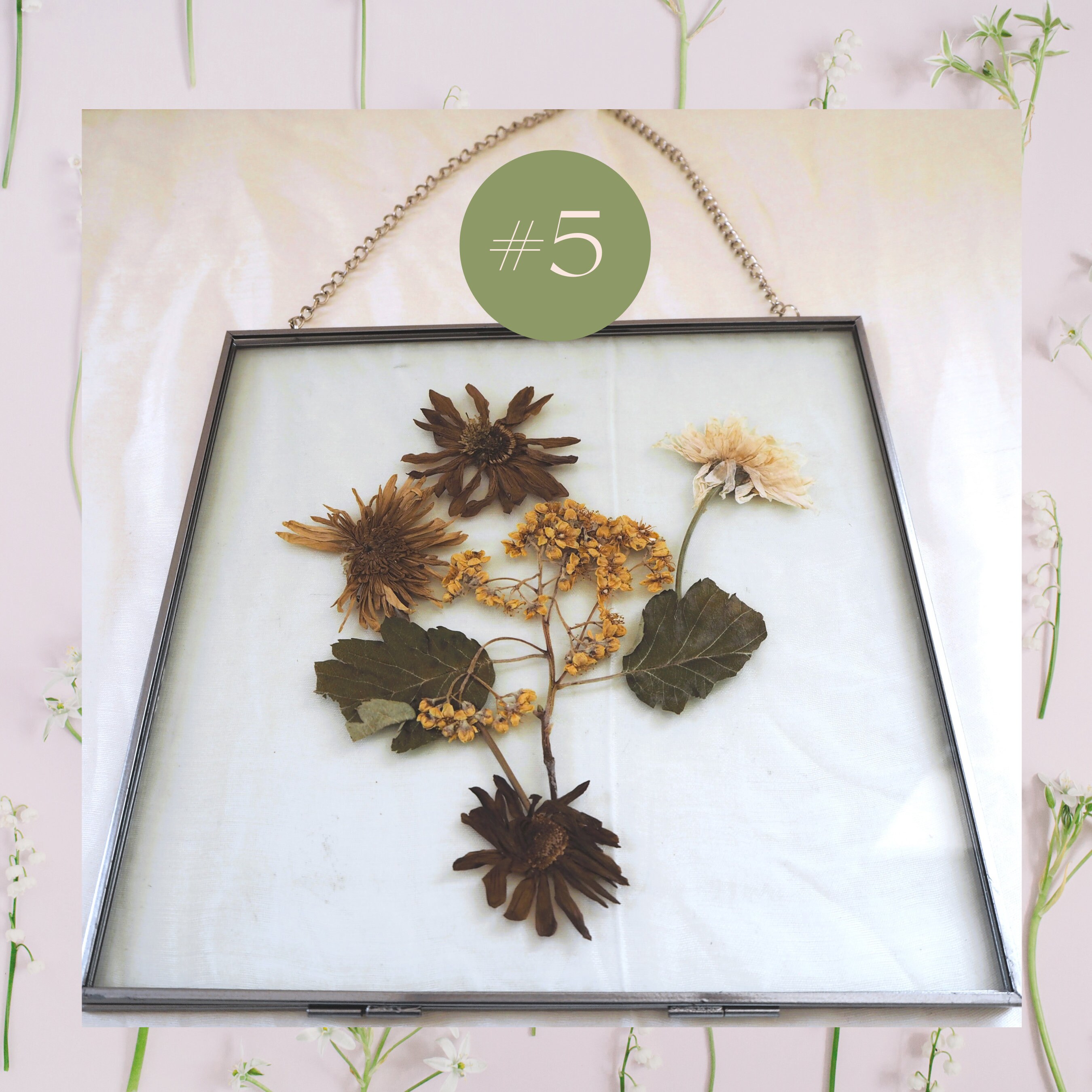 Handmade Gift Personalised Gift Hanging Frame Pressed Flowers Metal ...