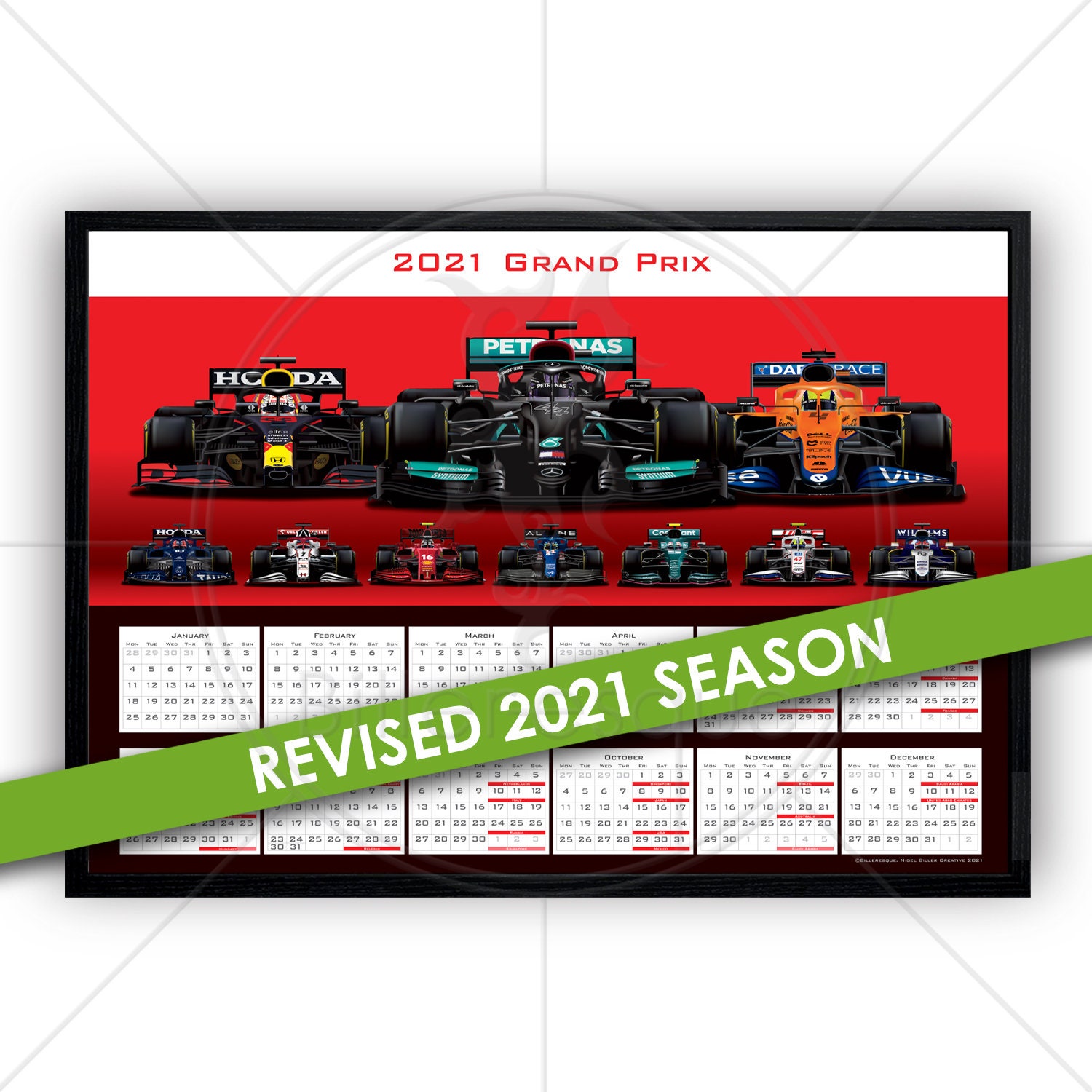 2021 Formula 1 Calendar Poster Red F1 Poster Wall Art - Etsy