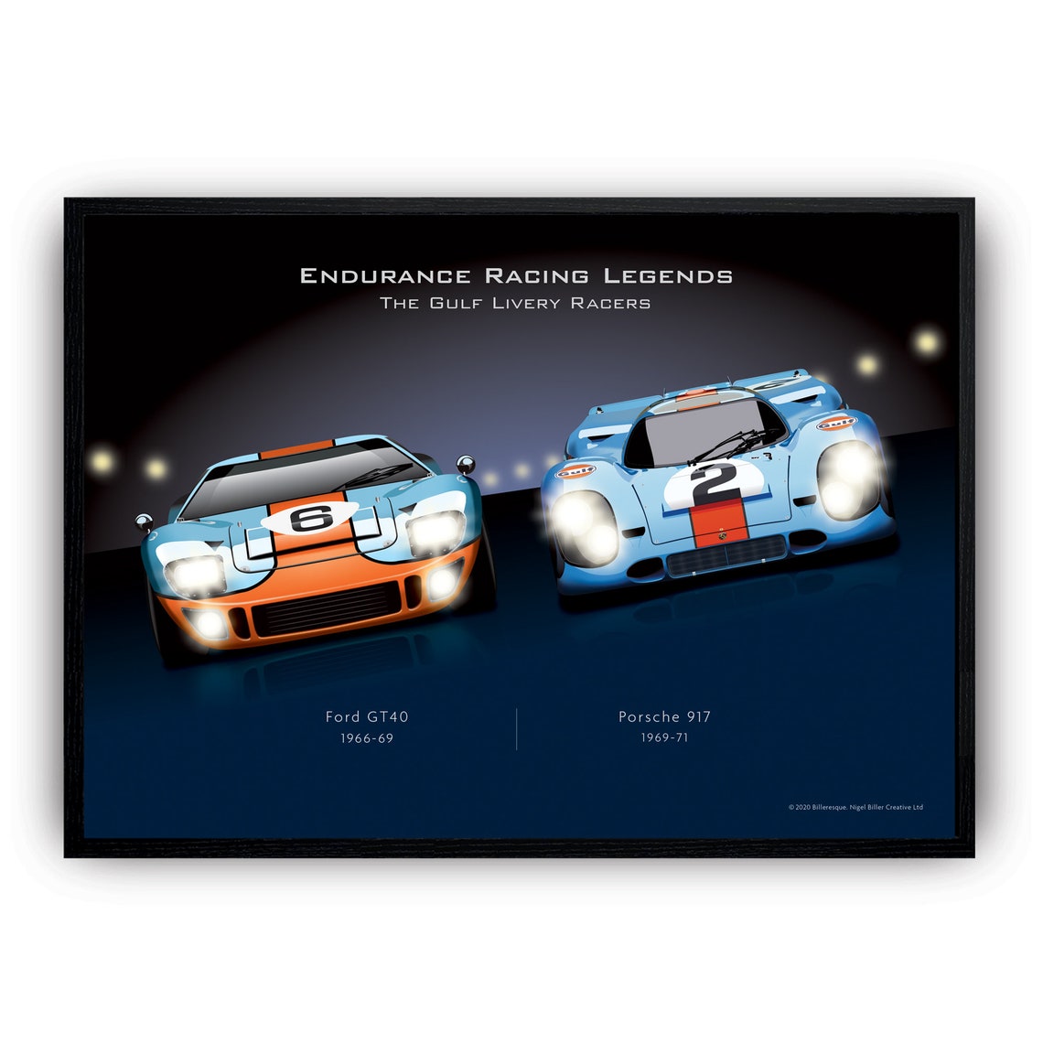Le Mans Racing poster Ford GT40 Porsche 917 Gulf livery Print | Etsy
