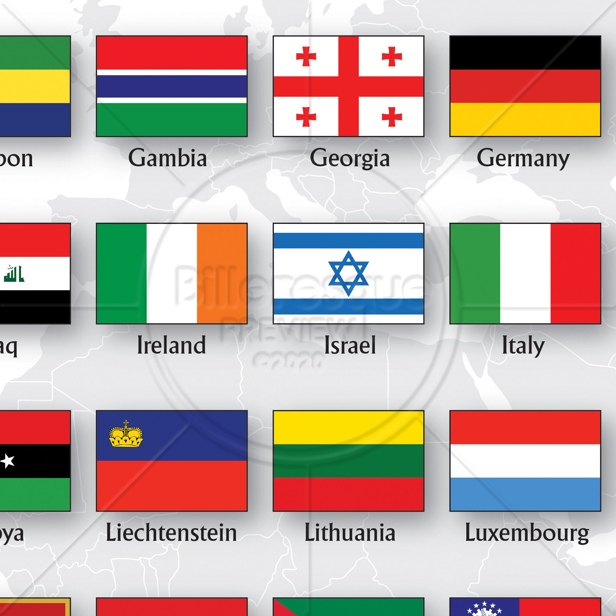 World Flags Chart and Map Wall Art Poster Illustration | Etsy UK