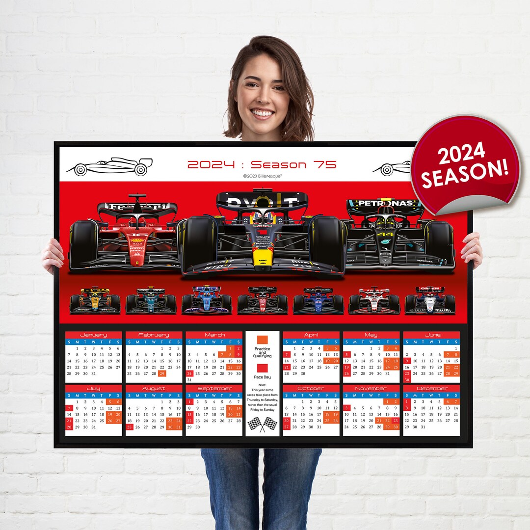 2024 Formula 1 Calendar Poster Red F1 Poster Wall Art - Etsy