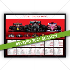 2021 Formula 1 Calendar Poster Red F1 Poster Wall Art | Etsy