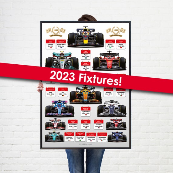 Formula 1 2023 Season Fixtures Calendar Dates With Team Cars - Etsy UK