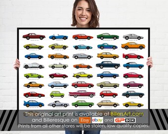 American Muscle Super Car Collection Print Iconic US Cars Through Wall ...