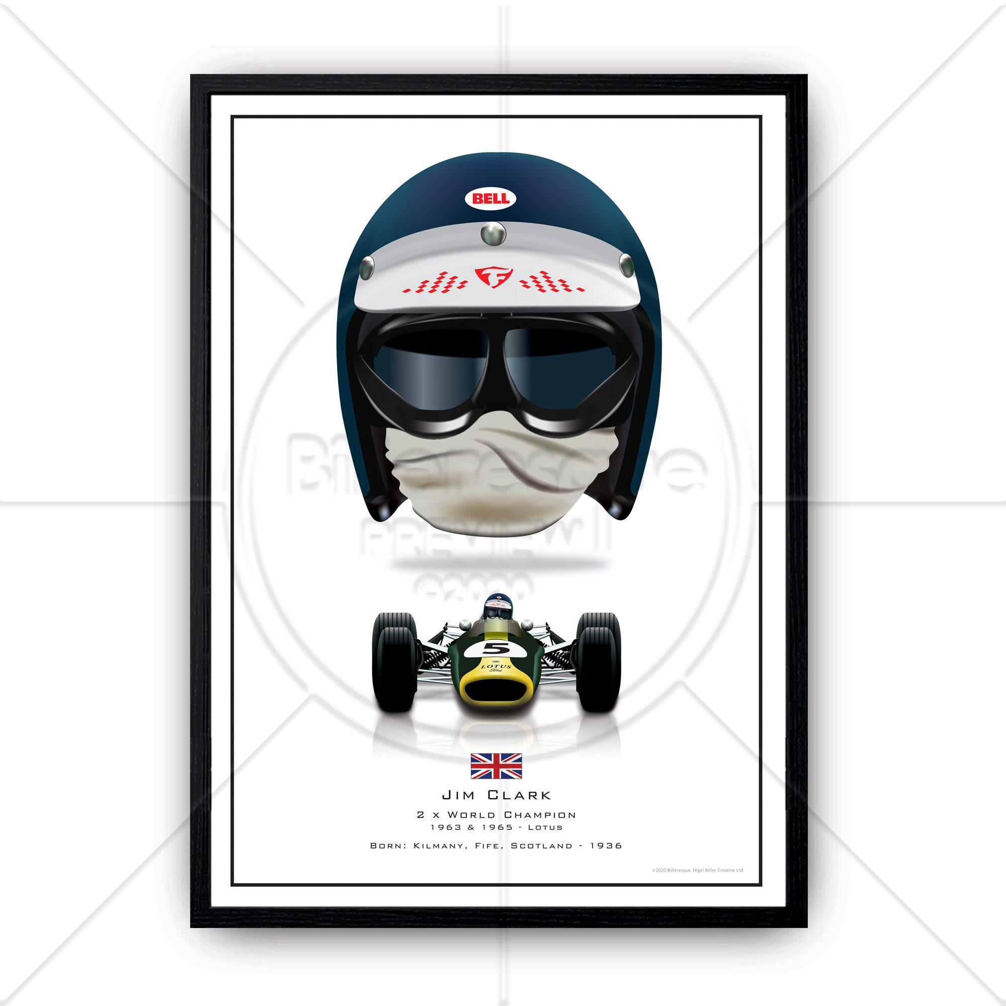 Jim Clark Formula 1 Helmet and Car From 1965 F1 Grand Prix - Etsy