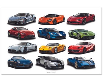 Supercars Poster Supercars Fast Sports Cars Super Car Poster Wall Art ...