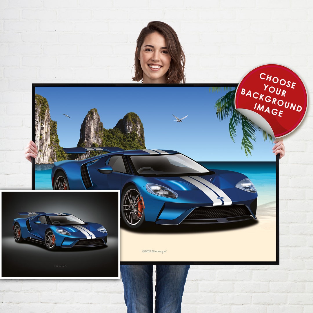 Super Car Ford GT Poster Supercars Fast Sports Cars Poster Wall Art ...
