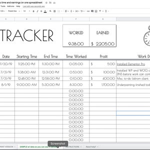 Freelance Time Tracker Printable BONUS Link to Get the Google Drive ...