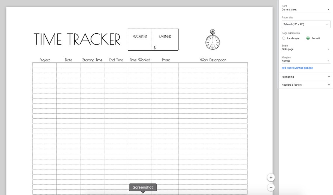 Freelance Time Tracker Printable BONUS Link to Get the Google Drive ...