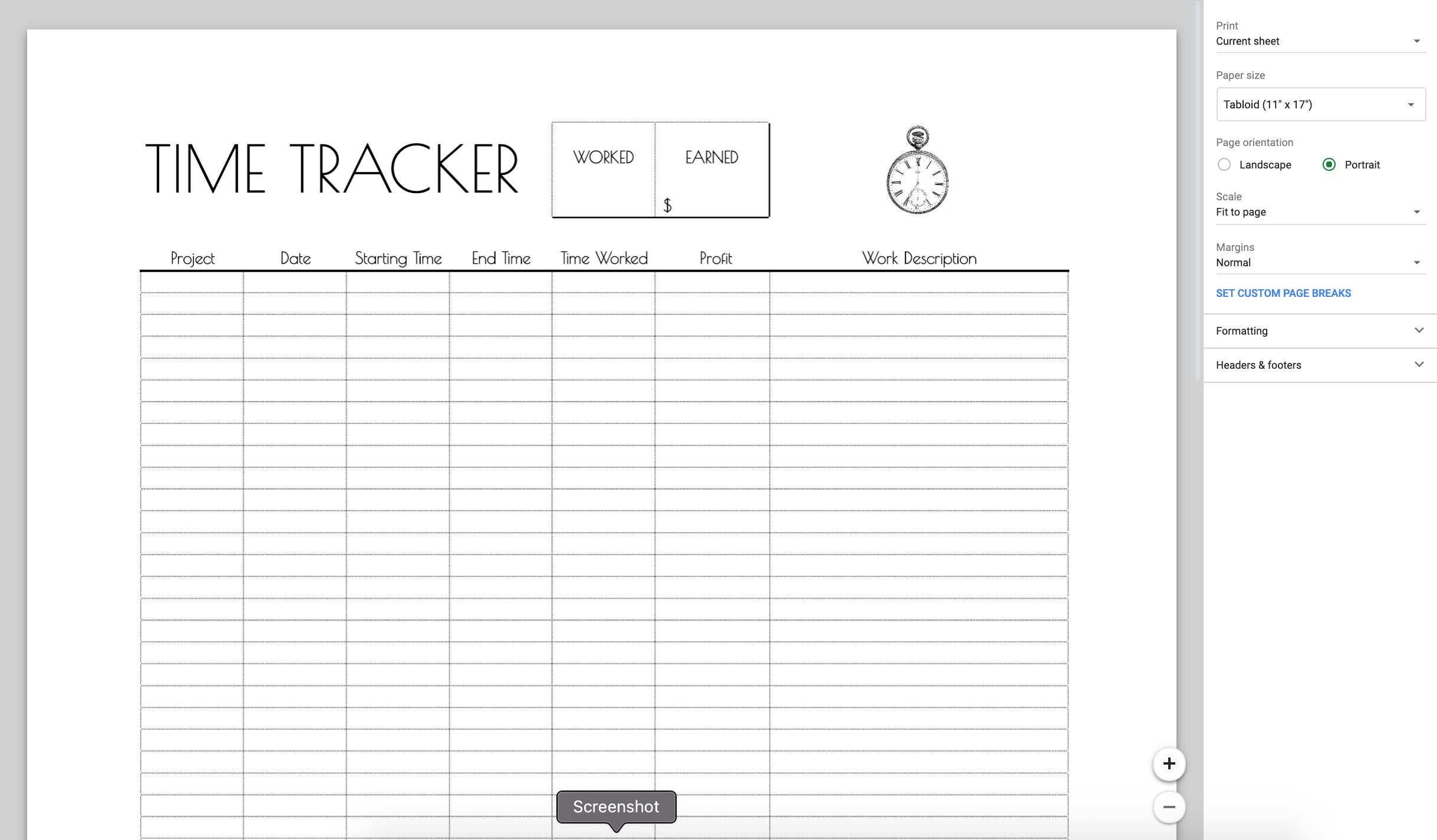 Freelance Time Tracker Printable BONUS Link to Get the Google Drive ...