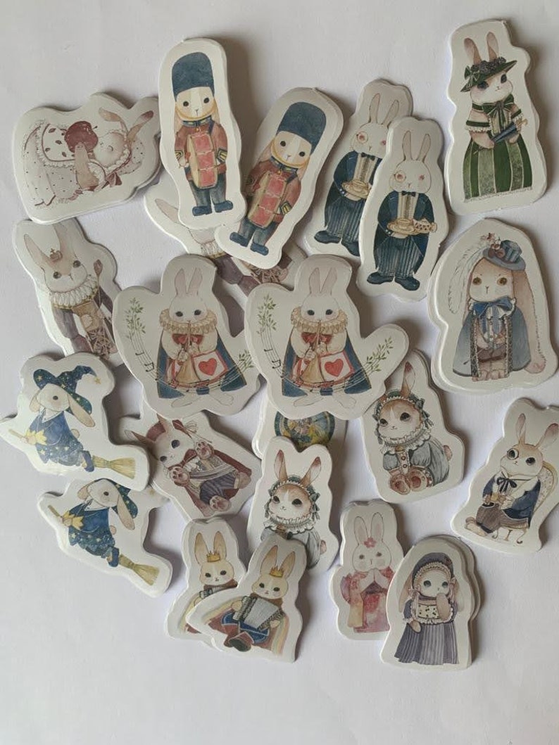 Rabbit Stickers, Bunny Journal Stickers - Etsy