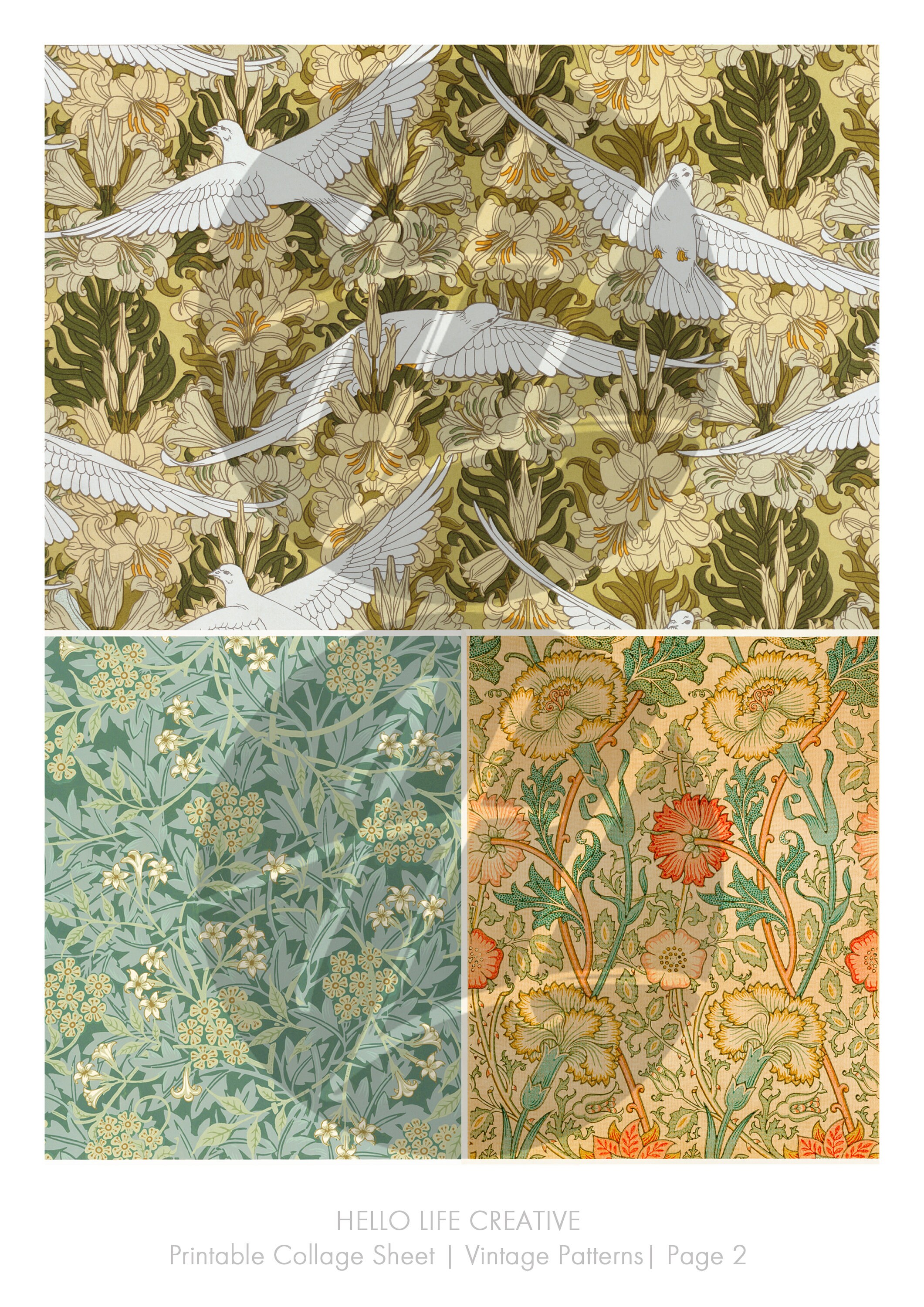 PRINTABLE COLLAGE SHEETS Vintage Patterns Junk Journal Instant Digital ...