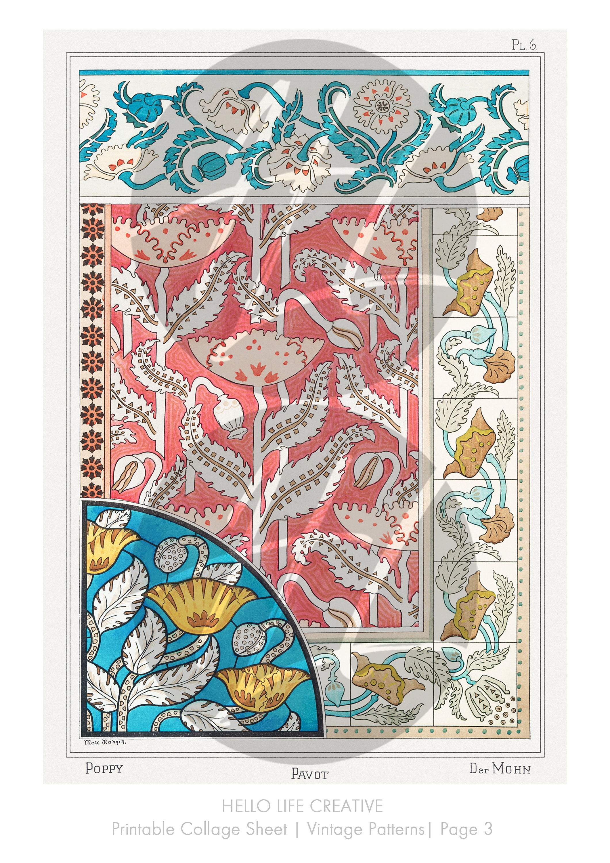 PRINTABLE COLLAGE SHEETS Vintage Patterns Junk Journal Instant Digital ...