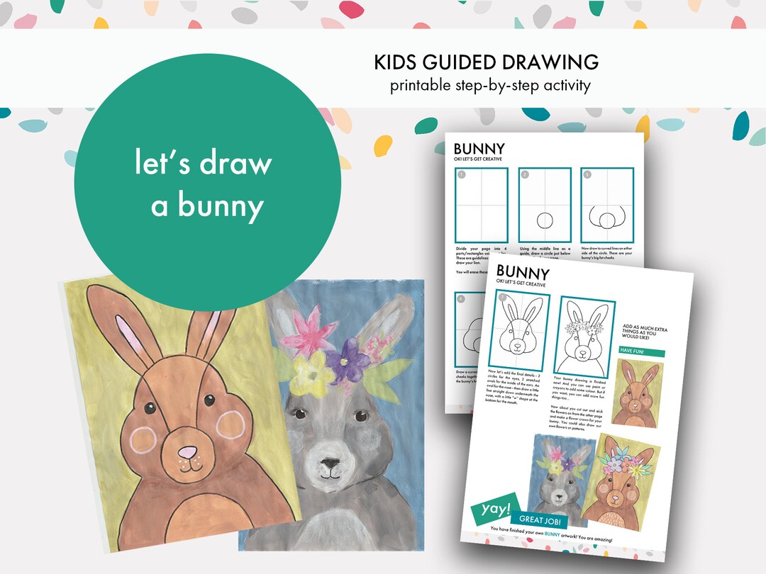 Bunny Kids Activity Step-by-step Drawing Art Lesson Instant Digital ...