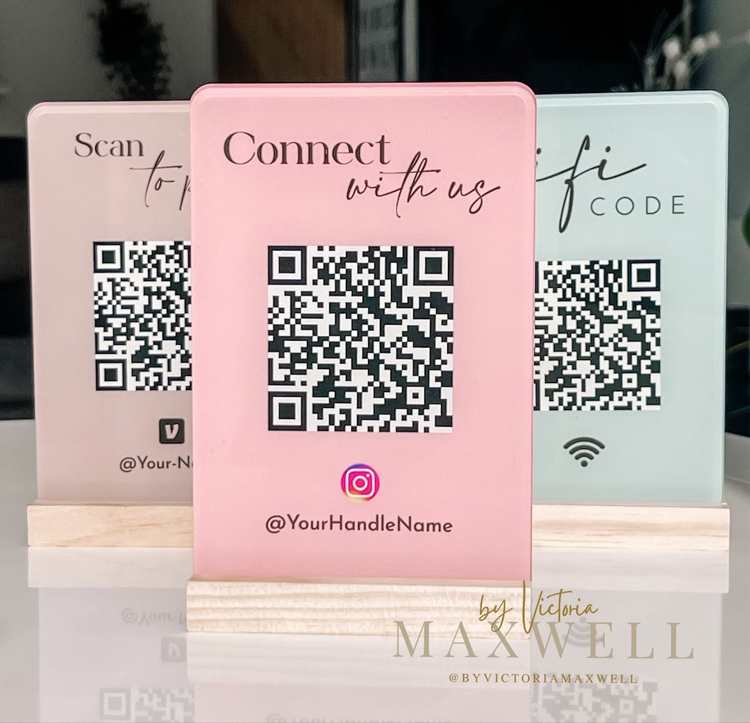 Mini QR Code Display Sign With Stand - Etsy