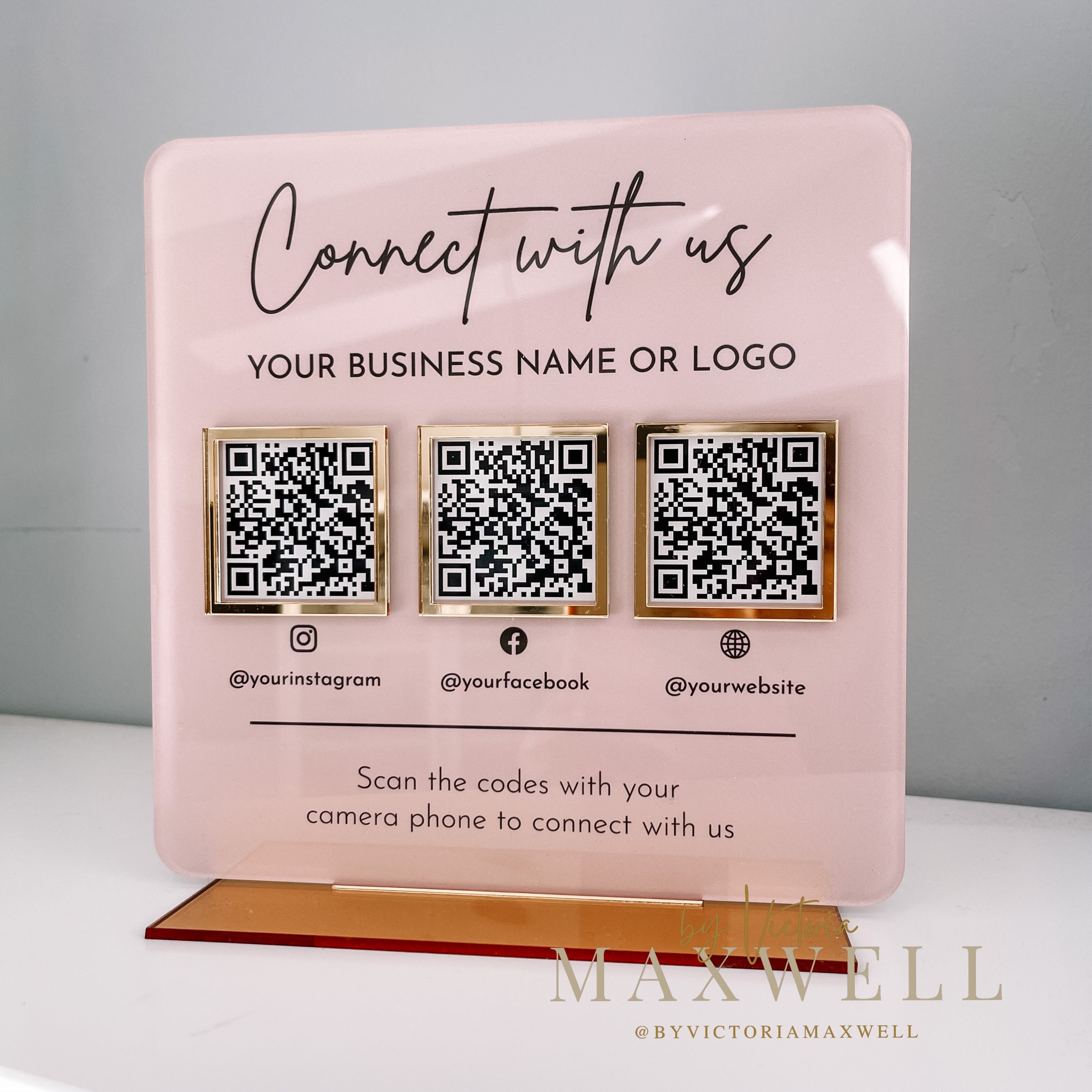Multi QR Code Business Instagram Facebook Social Media Sign - Etsy UK