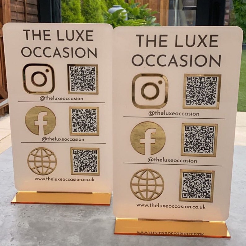 Triple Icon and QR Code Business Social Media Sign Salon - Etsy