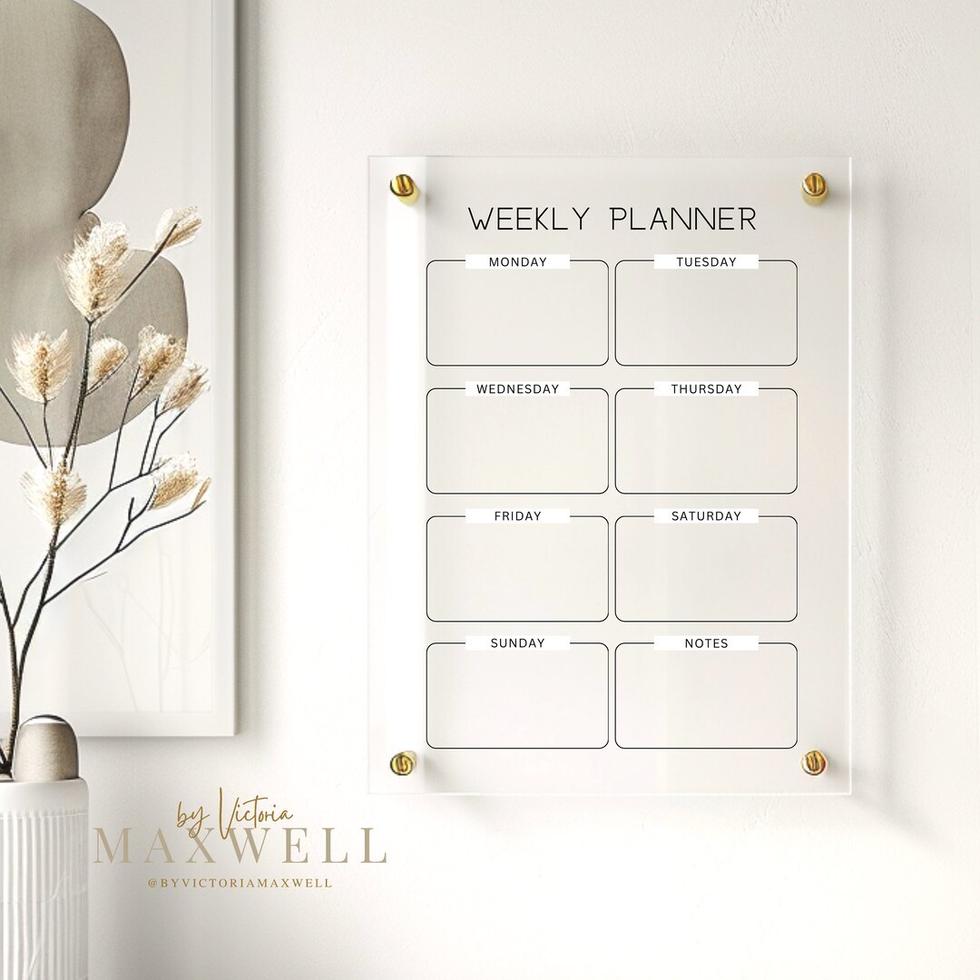 A4 Personal Weekly Planner | Recyclable Acrylic Reusable Wipeable ...