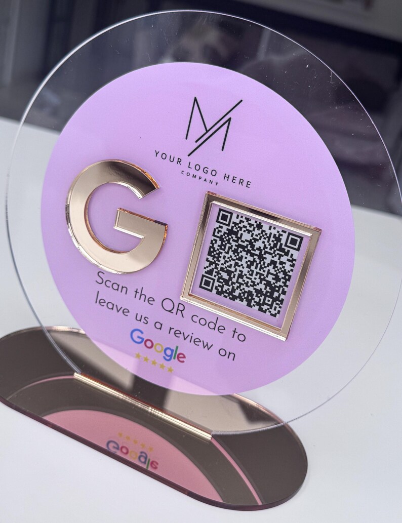 Custom QR Code Business Sign – Acrylic Review Link, Social Media or Tap ...