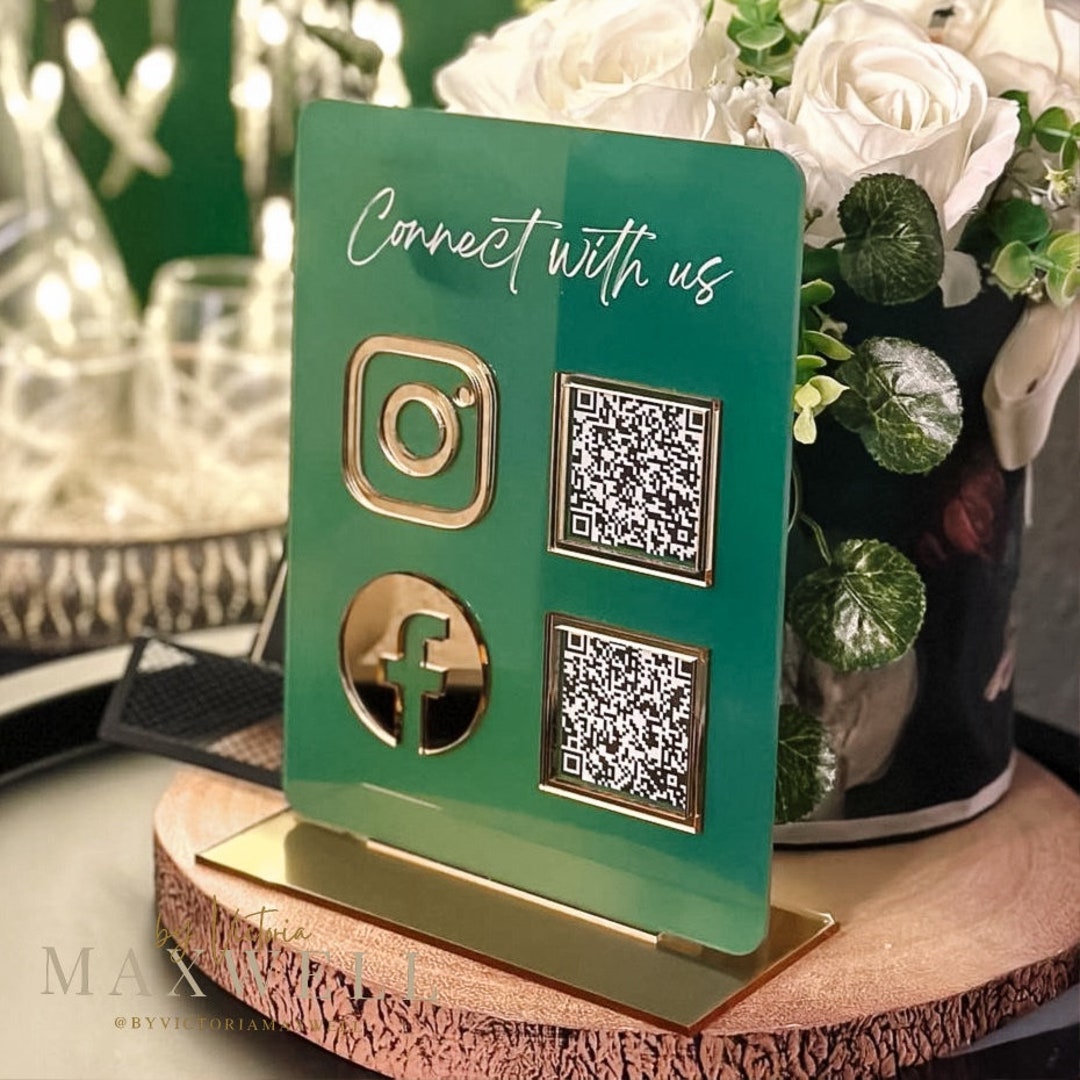 Double QR Code Business Instagram Facebook Social Media Sign | Salon ...