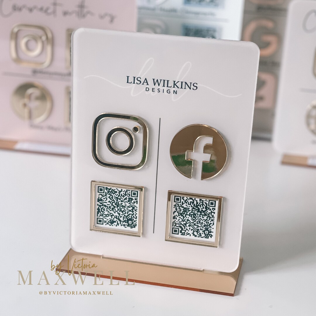Double QR Code Business Instagram Facebook Social Media Sign | Salon ...