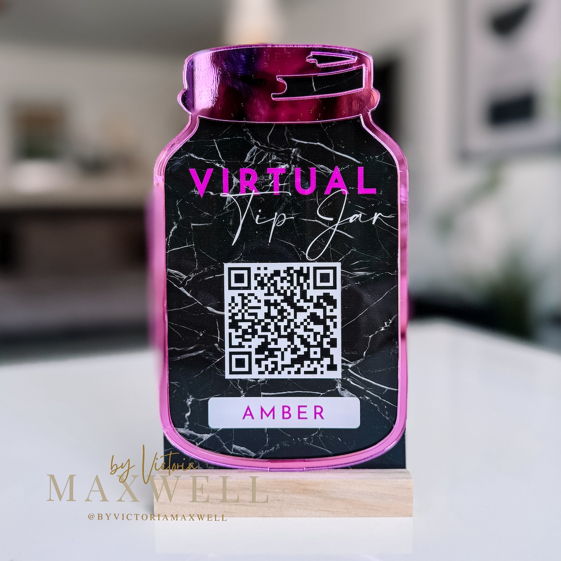 Virtual Tip Jar QR Code Sign With Stand | Tips Accepted Sign | Scan to ...