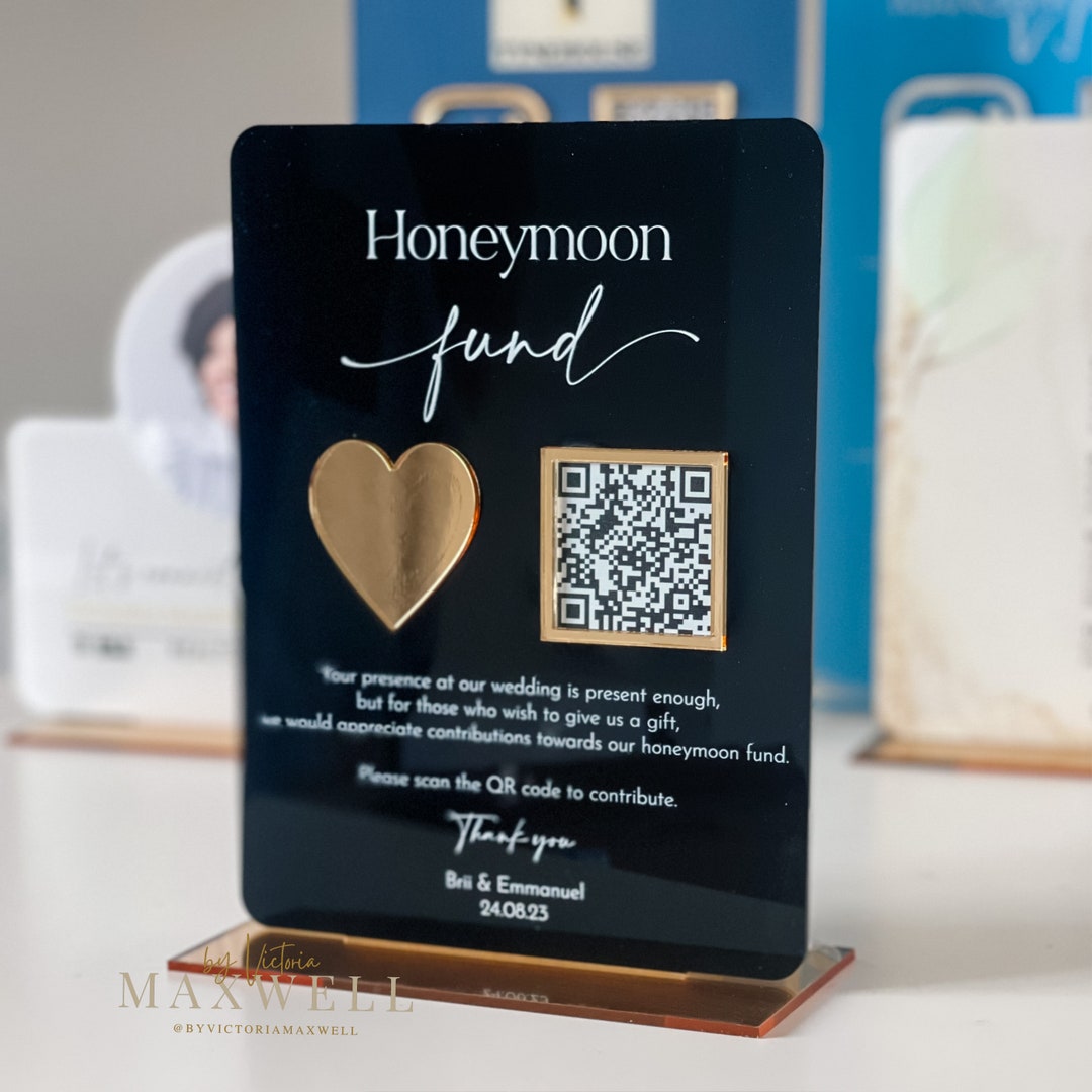 Honeymoon Fund QR Code Wedding Acrylic Sign - Etsy