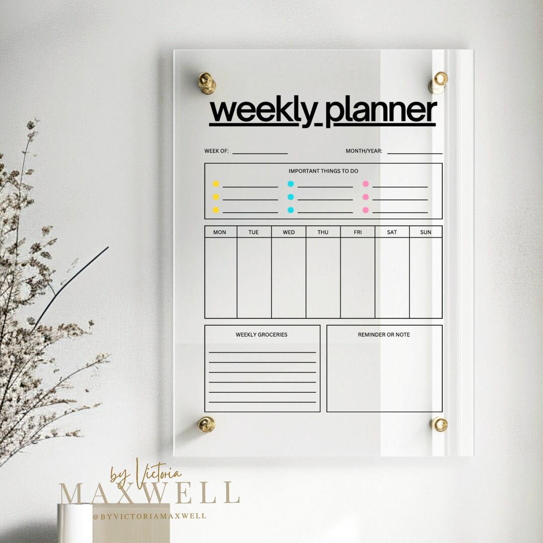 A3 Personal Weekly Planner Recyclable Acrylic Reusable Wipeable ...