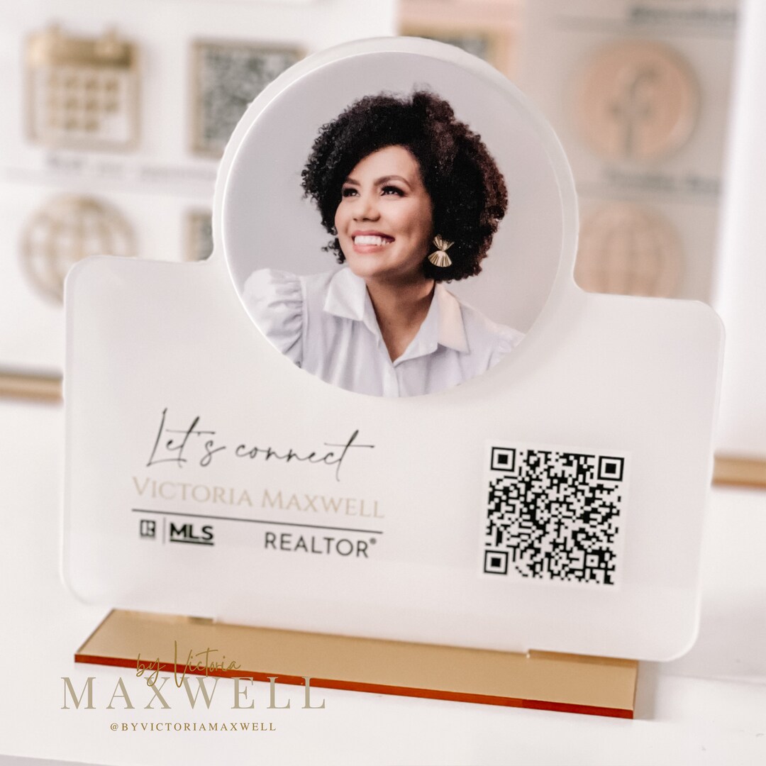 Custom Business Card Desk Sign, Realtor Sign, Digital Contact Card ...