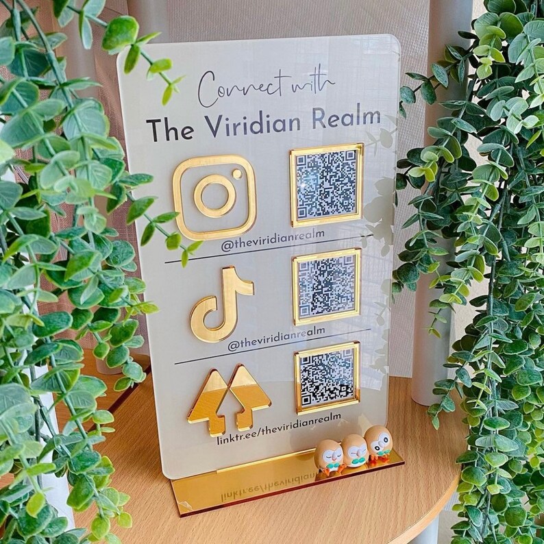 Triple Icon and QR Code Instagram Business Social Media Sign - Etsy