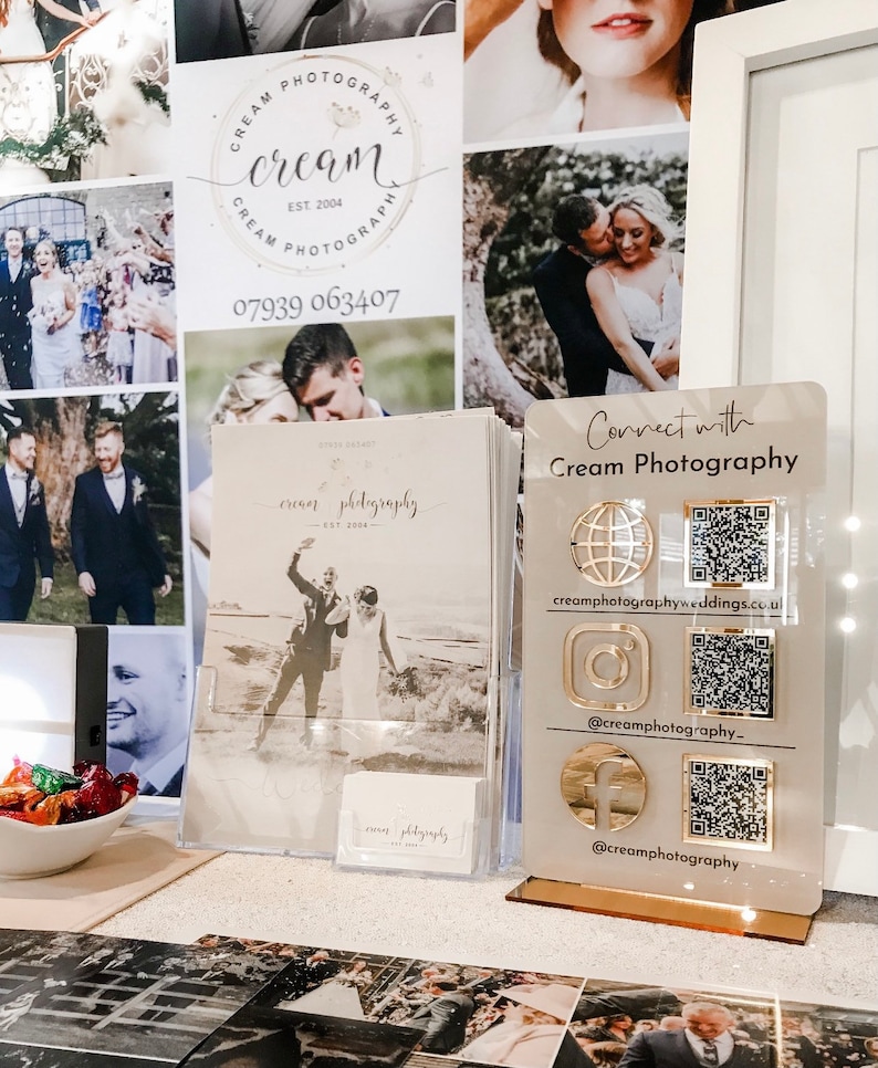 Triple Icon and QR Code Instagram Business Social Media Sign - Etsy