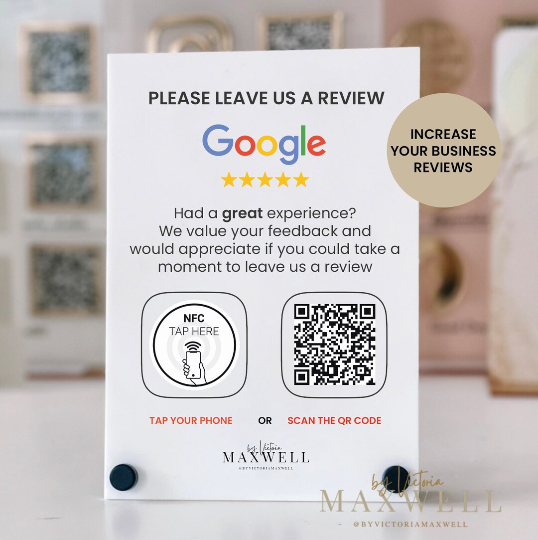 NFC Tap to Review QR Code Sign Business Review - Etsy