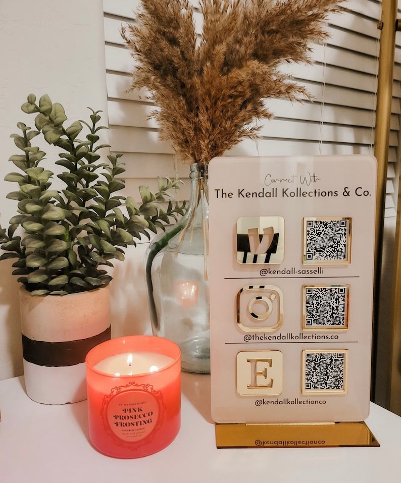 Triple Icon and QR Code Instagram Business Social Media Sign - Etsy