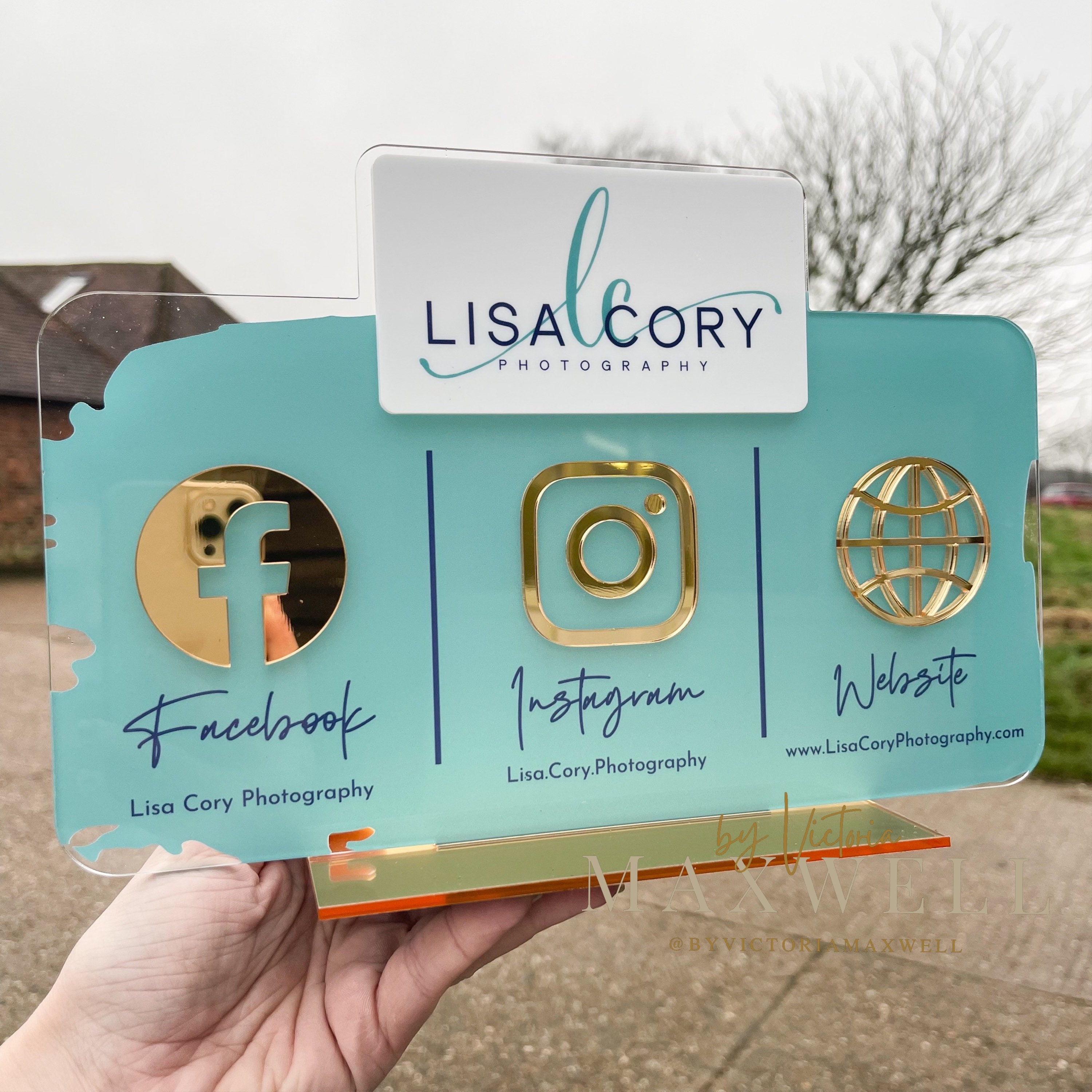 Triple Icon With Logo Business Social Media Sign Salon Sign - Etsy