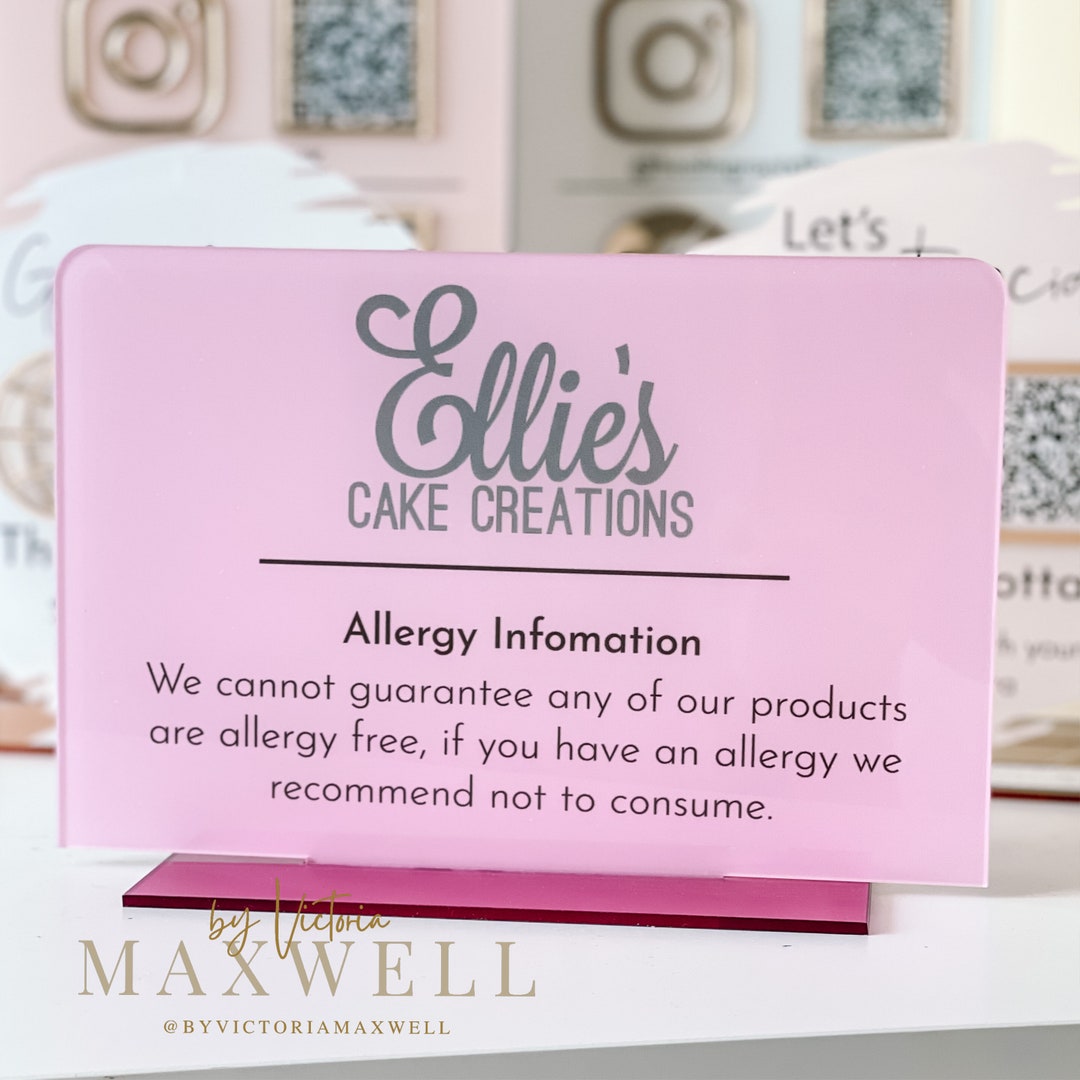 Personalized Food Allergy Awareness Sign - Custom Text Business Logo ...